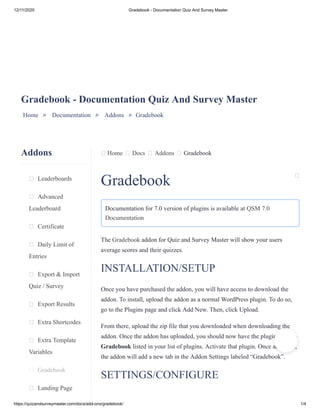 Gradebook documentation quiz and survey master | PDF