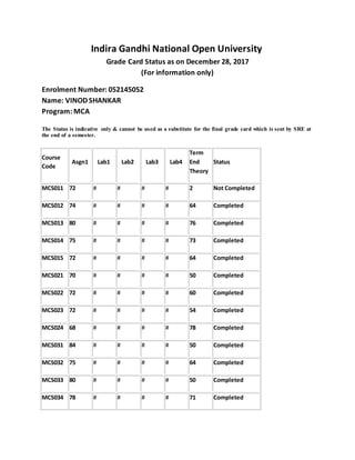 Grade card | DOCX