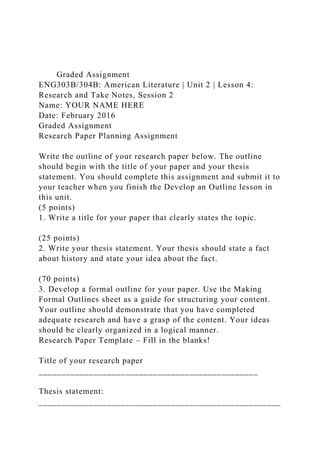Graded Assignment ENG303B304B American Literature .docx