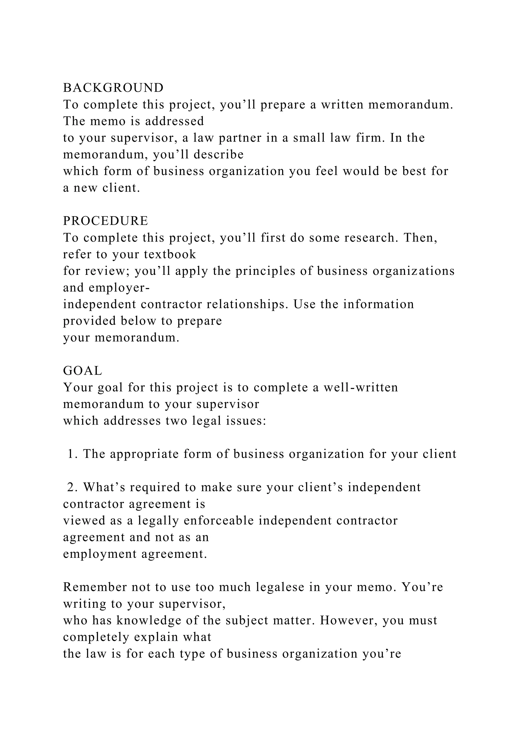 Graded ProjectResearch Memorandum© PENN FOSTER, IN.docx