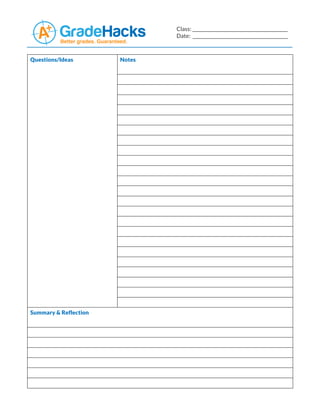 Cornell Notes Template | PDF | Educational Assessment | Education