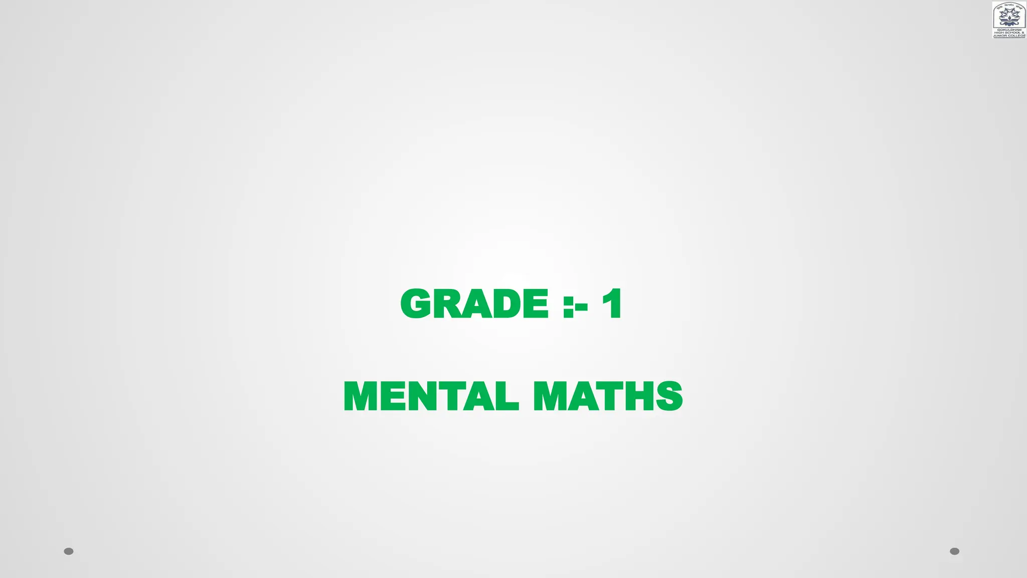 Grade I Mental Maths practice powerpoint sheet | PPTX