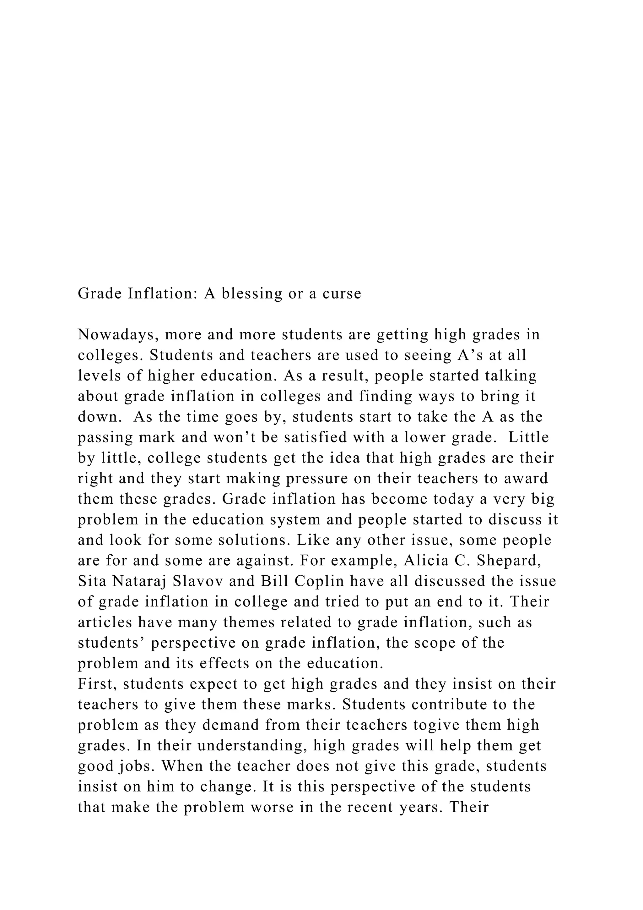 Grade Inflation A blessing or a curseNowadays.docx
