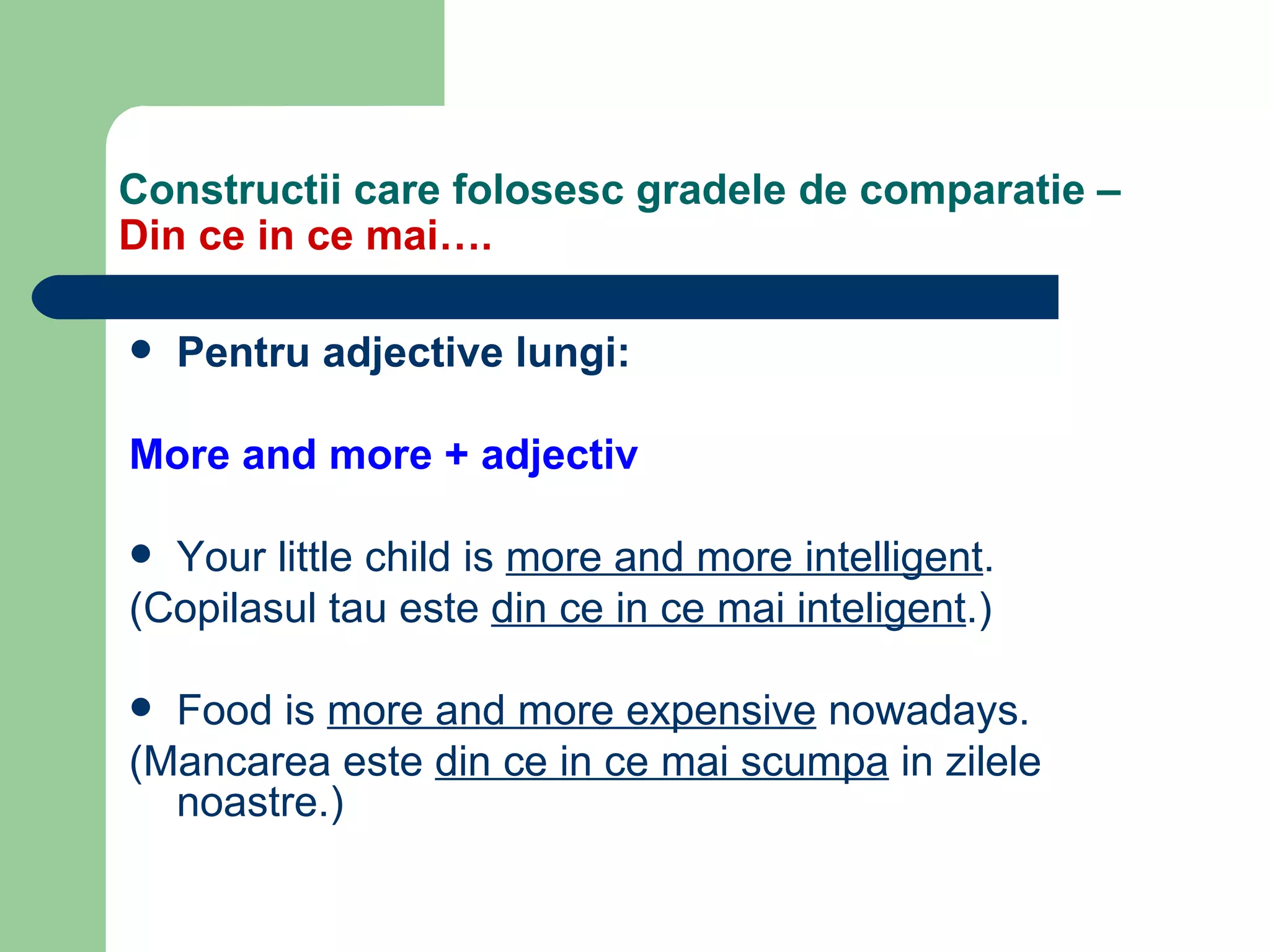 Gradele de comparatie in limba engleza | PPT