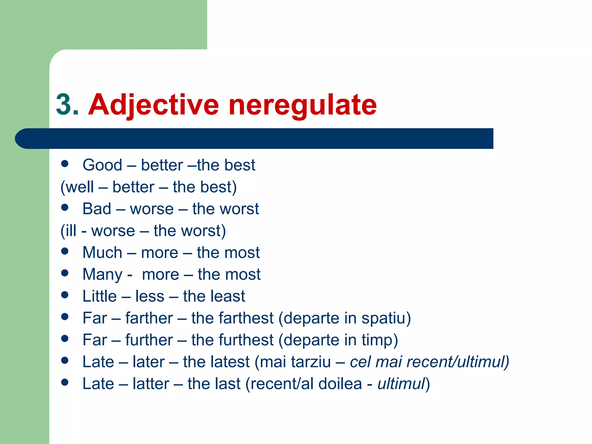 Gradele de comparatie in limba engleza | PPT