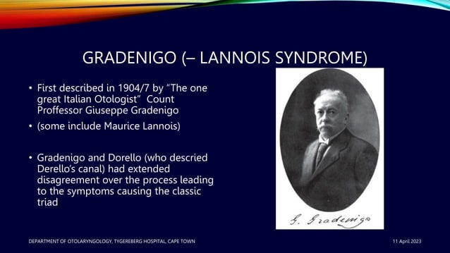 GRADENIGO SYNDROME | PPTX | Ear, Nose and Throat Conditions | Diseases ...