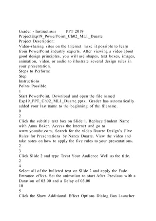 Grader instructions ppt 2019 projectexp19-powerpoint_ch02_ml1_du | DOCX