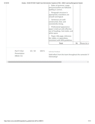 Grades hcad 670 9041 health care administration capstone | PDF