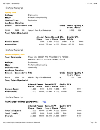 Academic Transcript | PDF | Undergraduate Education | College Education