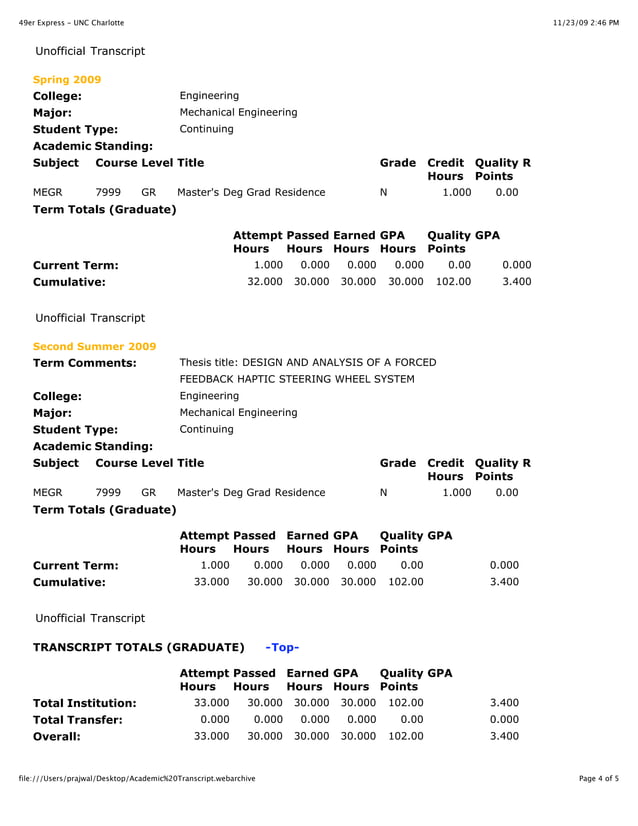 Academic Transcript | PDF