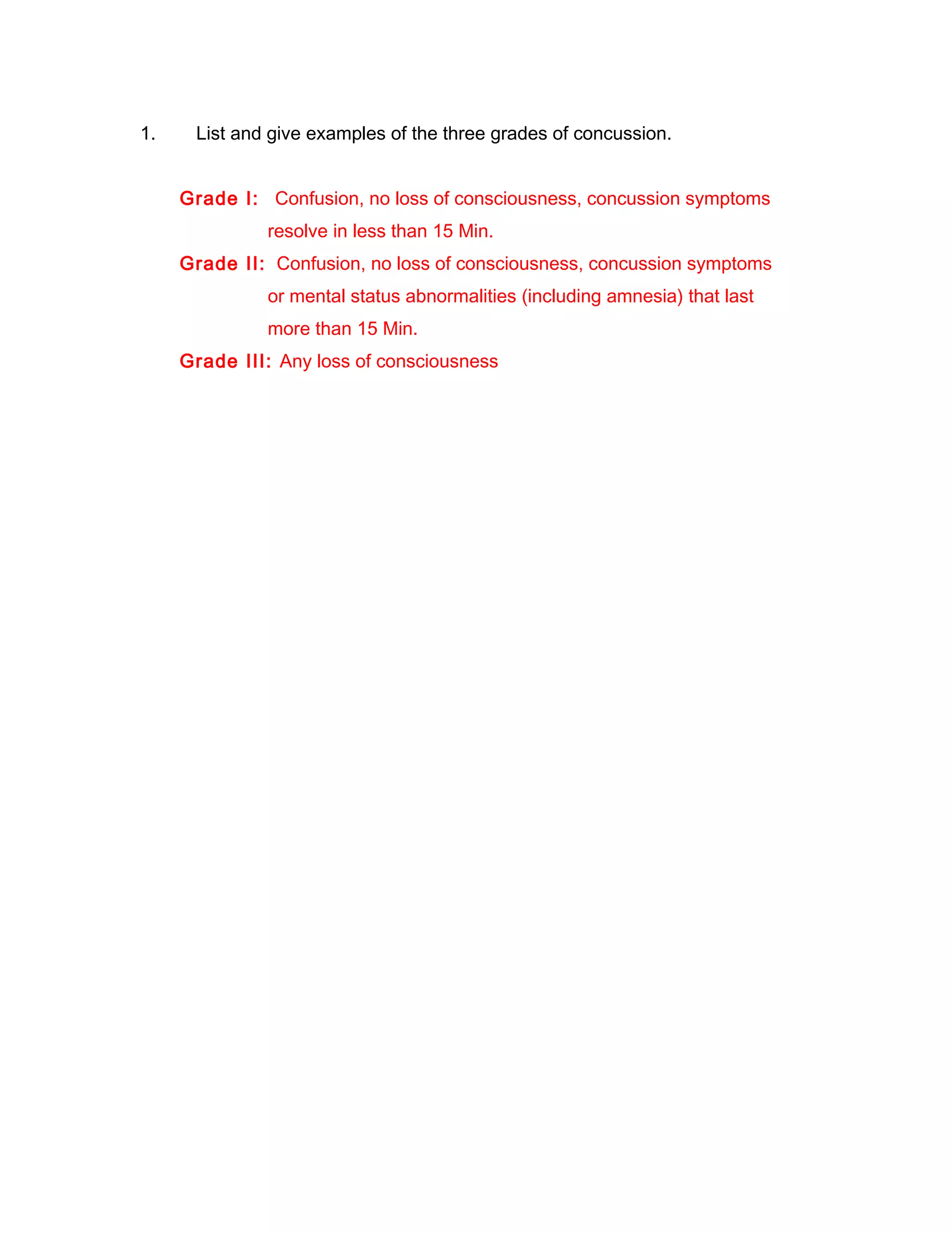 Grades Of Concussion | DOC