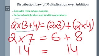 Grade VI - Math, Chapter 2 Whole Numbers - Distributive law of ...