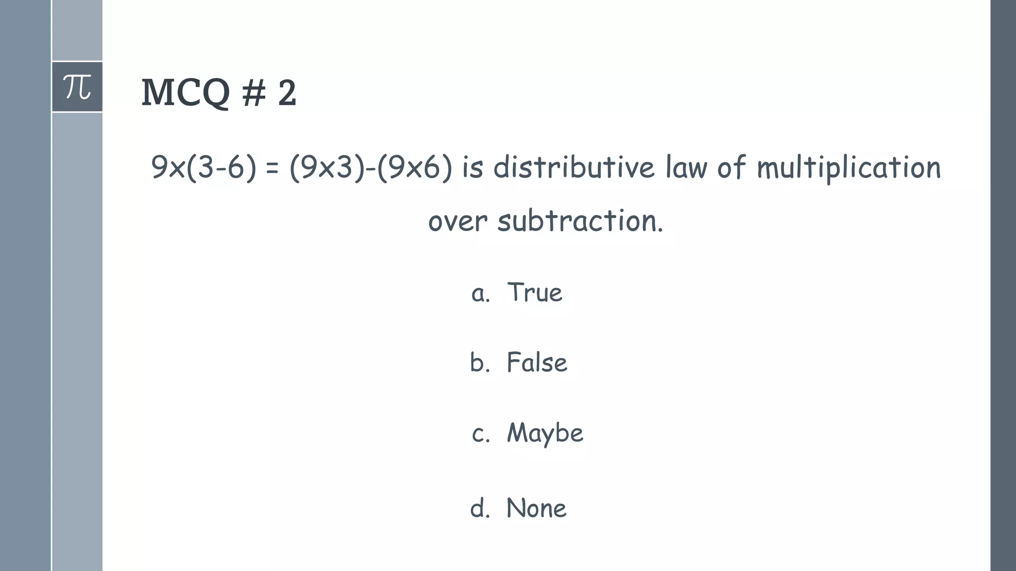 Grade VI - Math, Chapter 2 Whole Numbers - Distributive law of ...