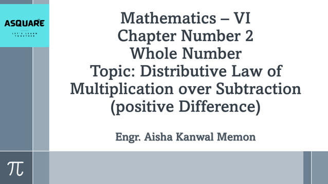 Grade VI - Math, Chapter 2 Whole Numbers - Distributive law of ...