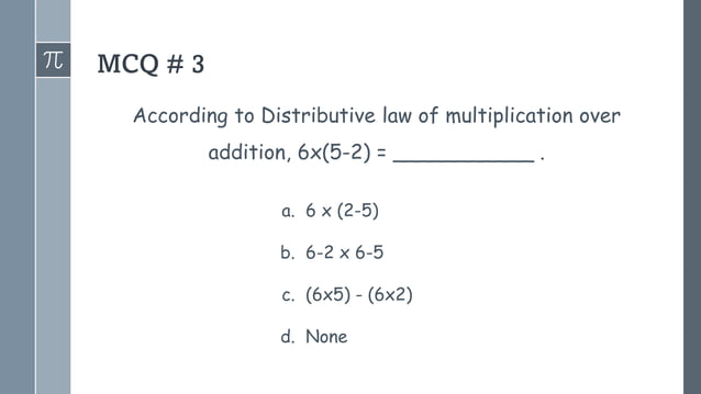 Grade VI - Math, Chapter 2 Whole Numbers - Distributive law of ...