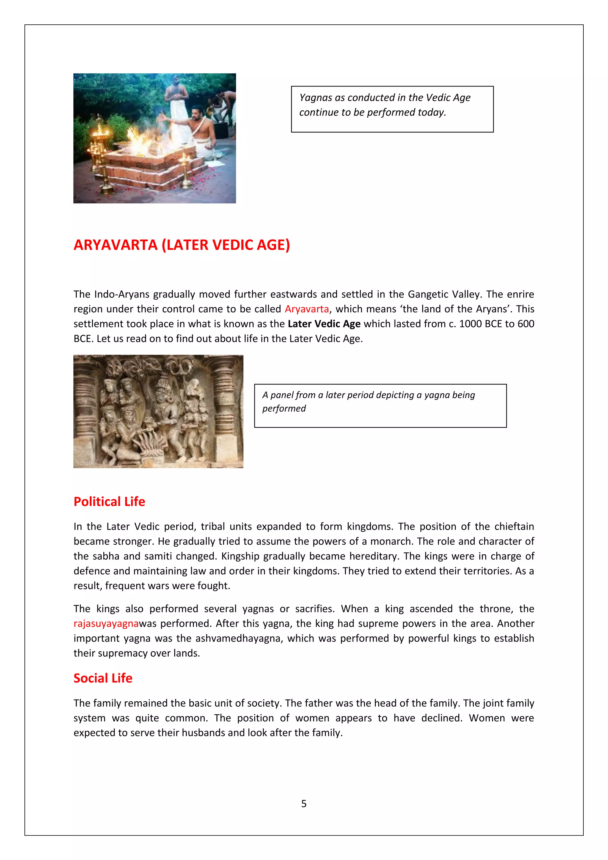 Grade vi social studies ch 1 vedic age | PDF