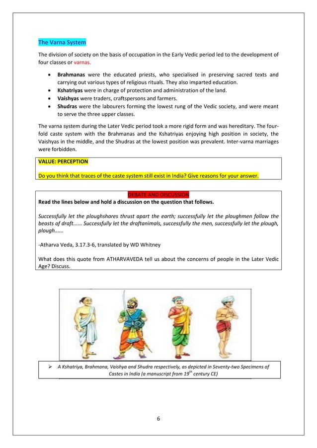 Grade vi social studies ch 1 vedic age | PDF