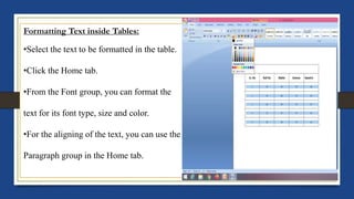 Grade vi sub word processor tabular presentation unit 3 | PPTX