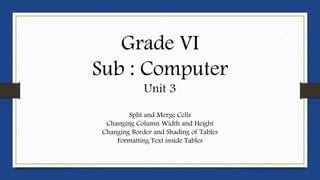Grade vi sub word processor tabular presentation unit 3 | PPT