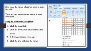 Grade vi word processor tabular presentation unit 1 | PPTX