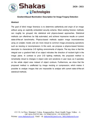 Gradient based illumination description for image forgery detection | PDF