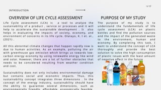 LIFE CYCLE ASSESSMENT (LCA) ON SINGLE-USE PLASTICS (BOTTLES) | PPTX