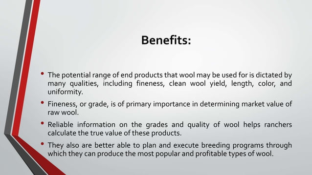 Grading and judging of wool | PPTX | Needlework | Arts and Crafts