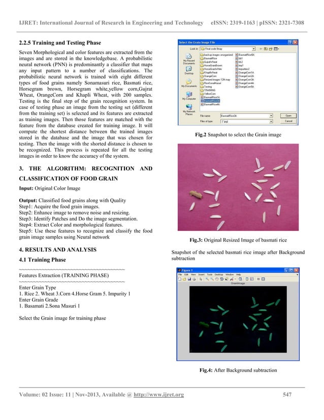 Grading and quality testing of food grains using neural network | PDF ...
