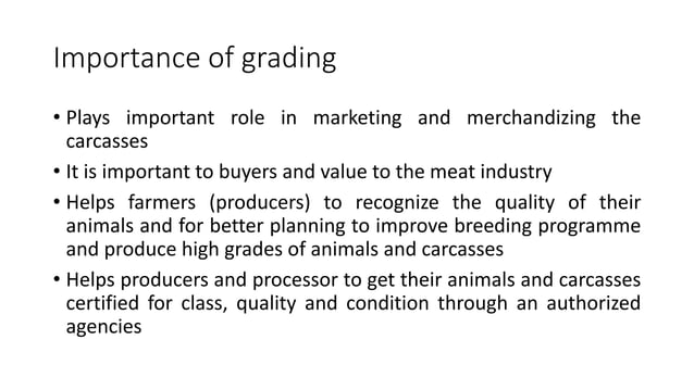 Grading judging and fabrication of meat carcass | PPTX | Agriculture ...