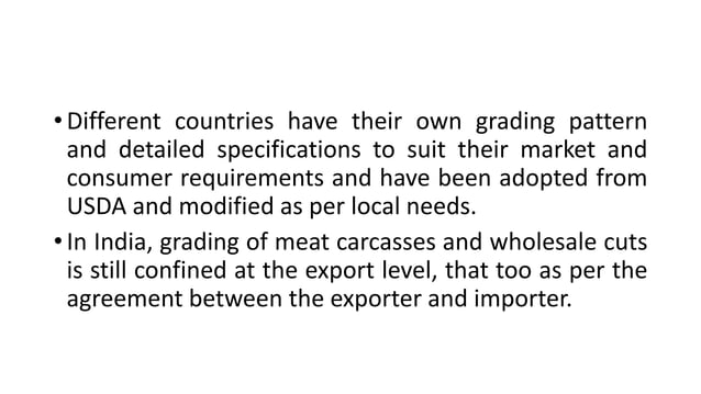 Grading judging and fabrication of meat carcass | PPTX | Agriculture ...