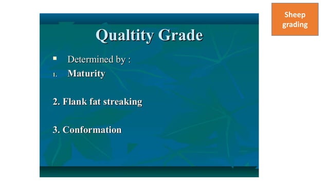 Grading judging and fabrication of meat carcass | PPTX | Agriculture ...