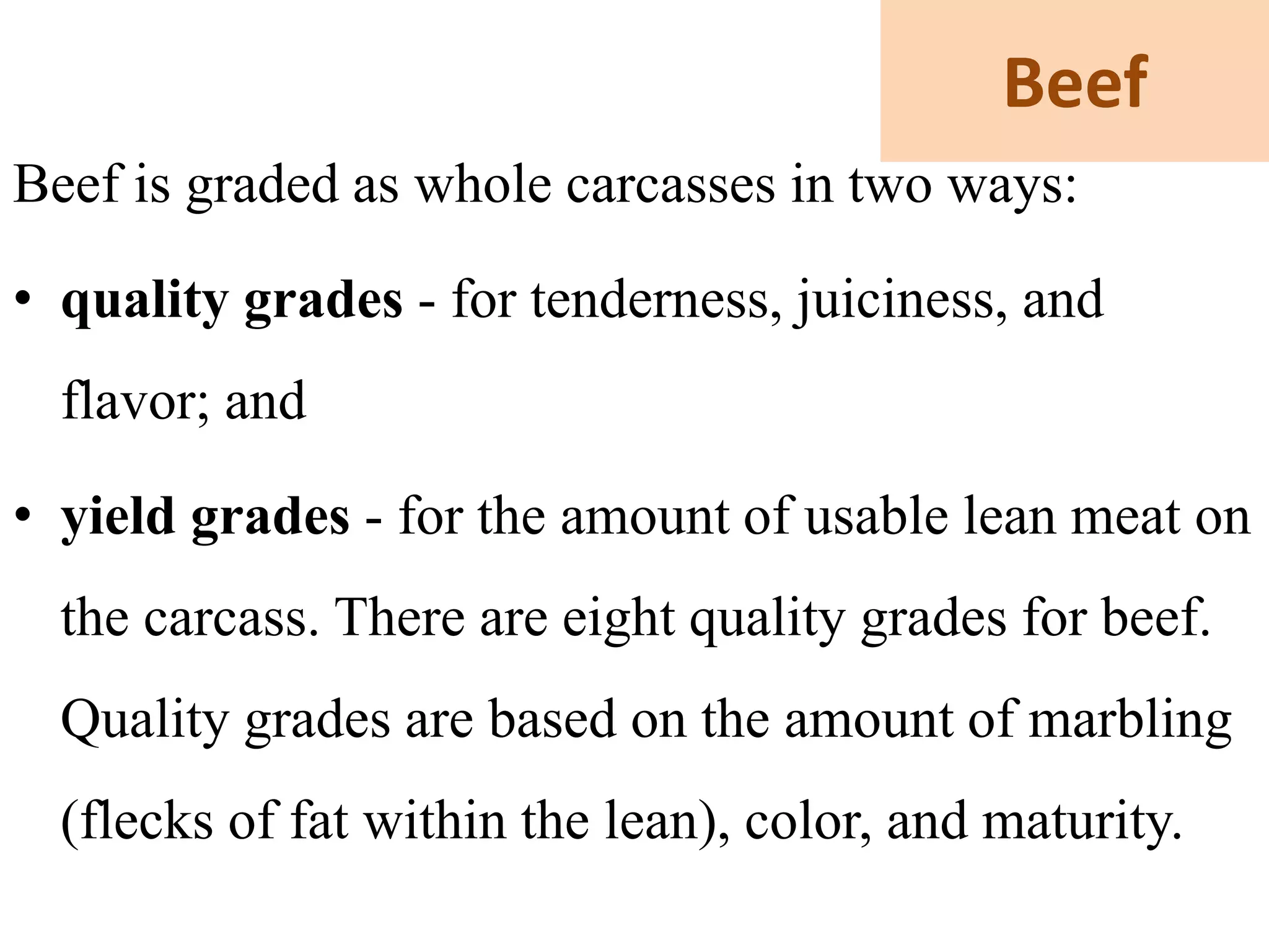 Grading, quality and standardization of meat. Group 2.pptx