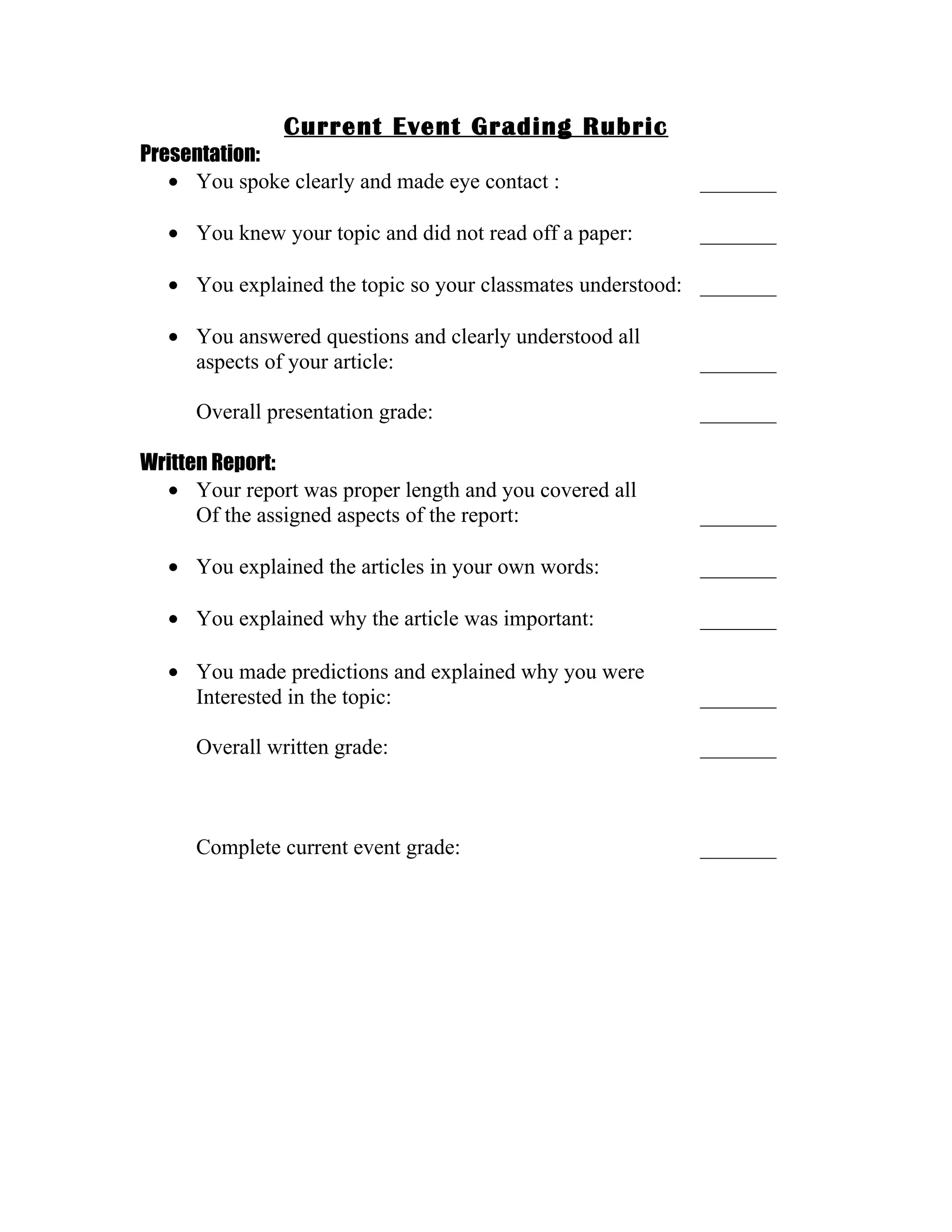 Grading Rubric | PDF Grading Rubric | PDF