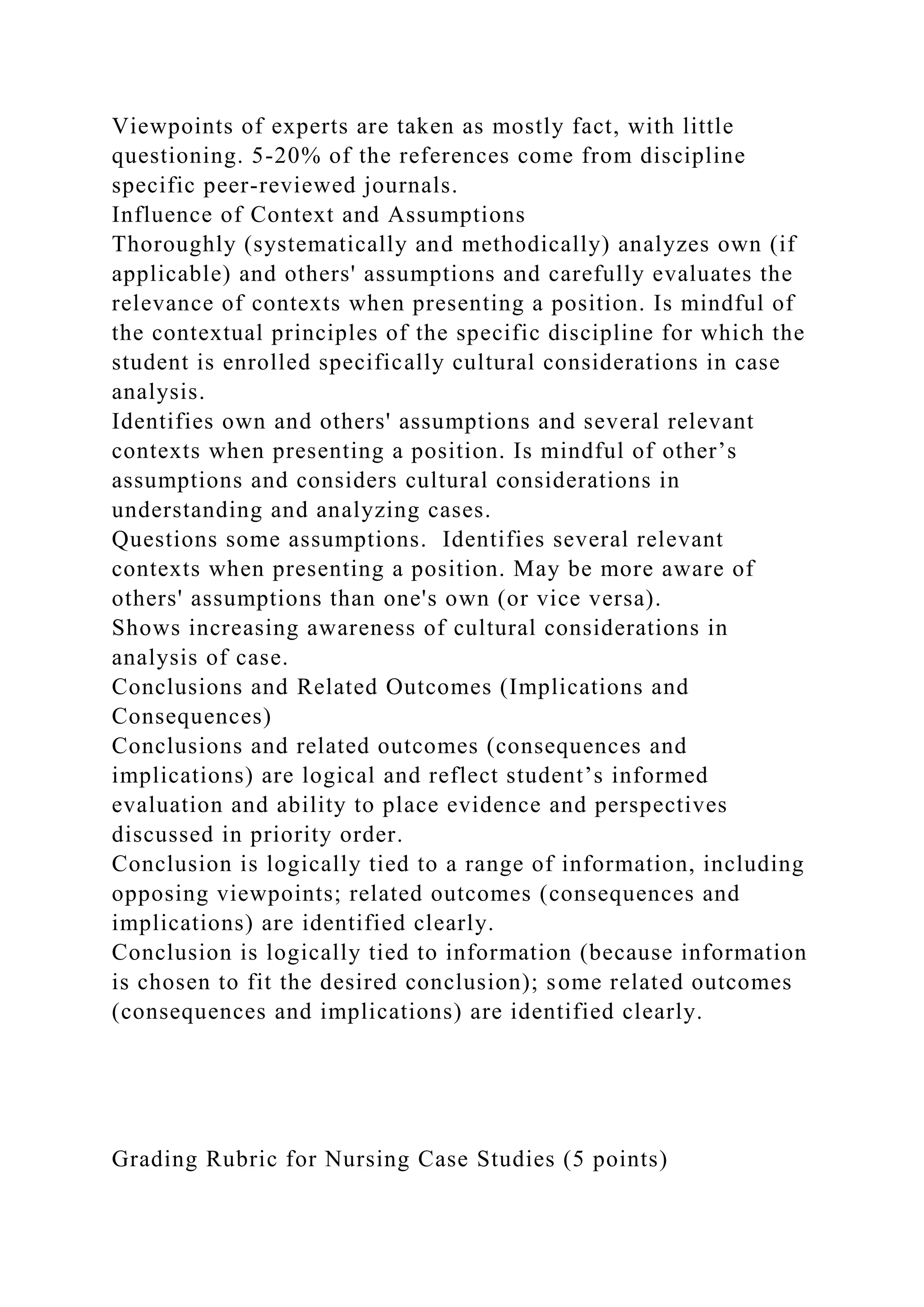 Grading Rubric for Nursing Case Studies (5 points)Definition.docx ...