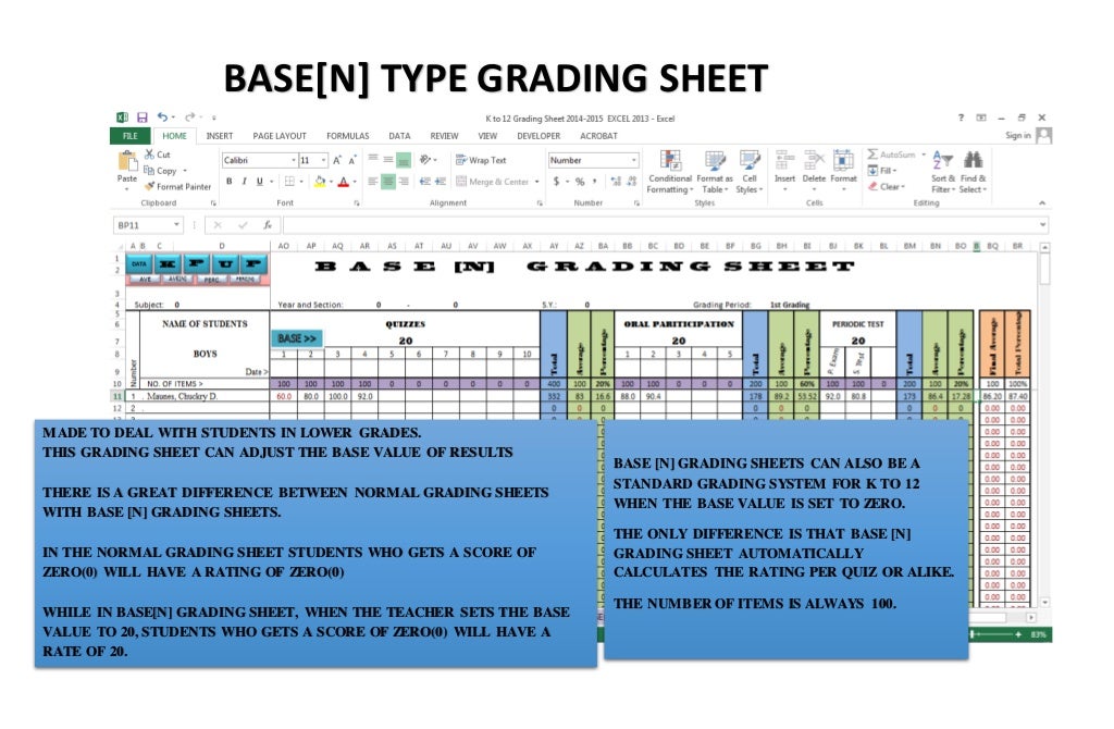 K TO 12 GRADING SHEET - DEPED PHILIPPINES