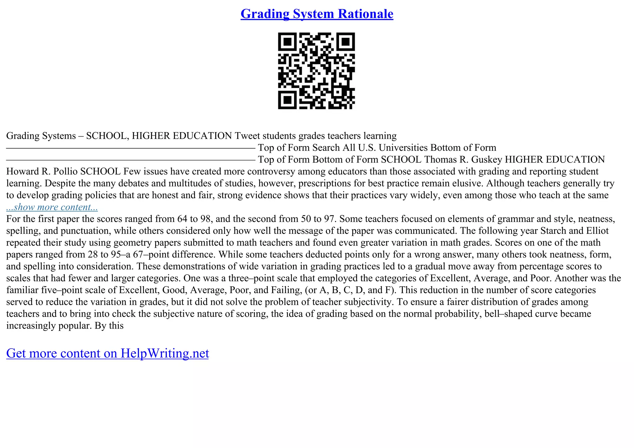 Grading System Rationale | PPT
