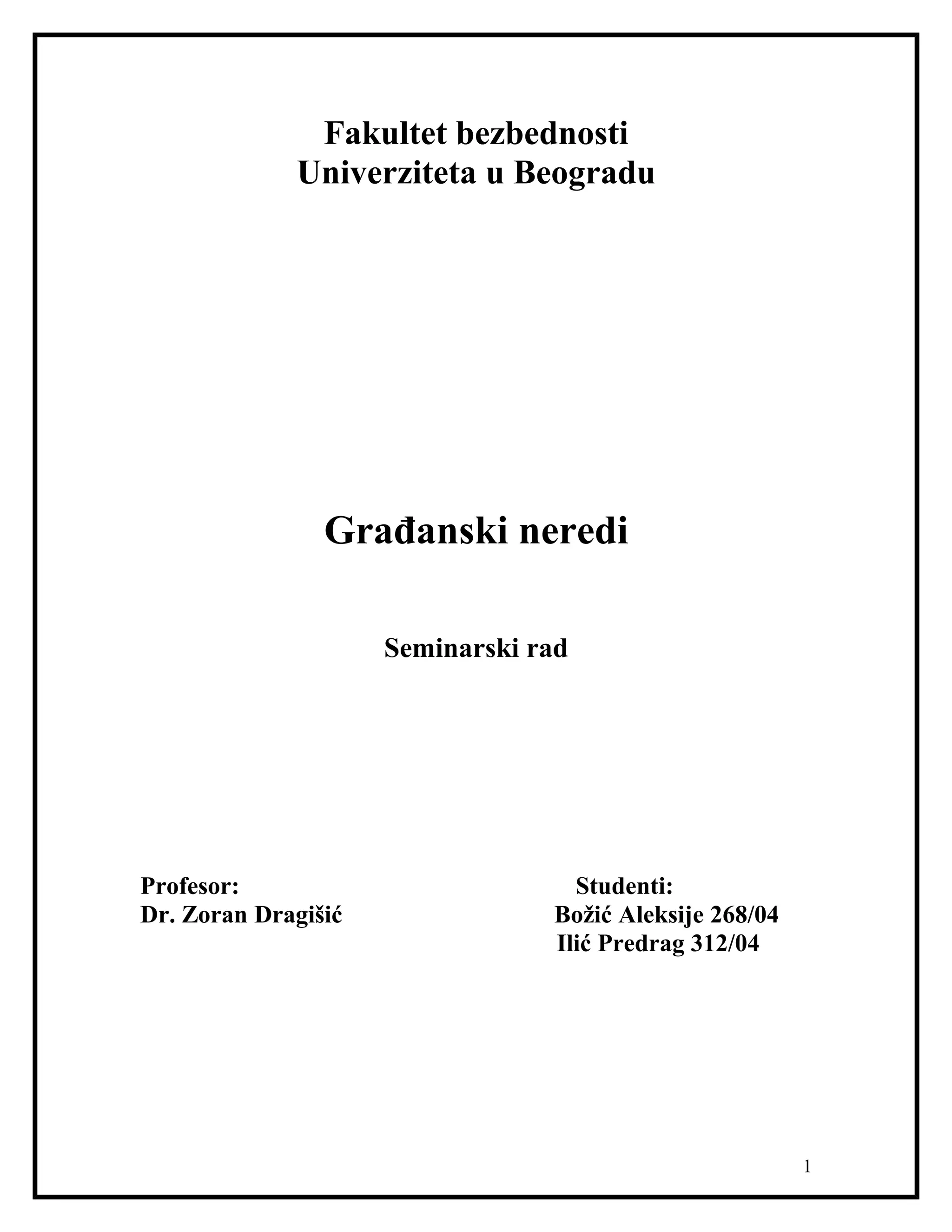 Gradjanski neredi bezbednost | DOC