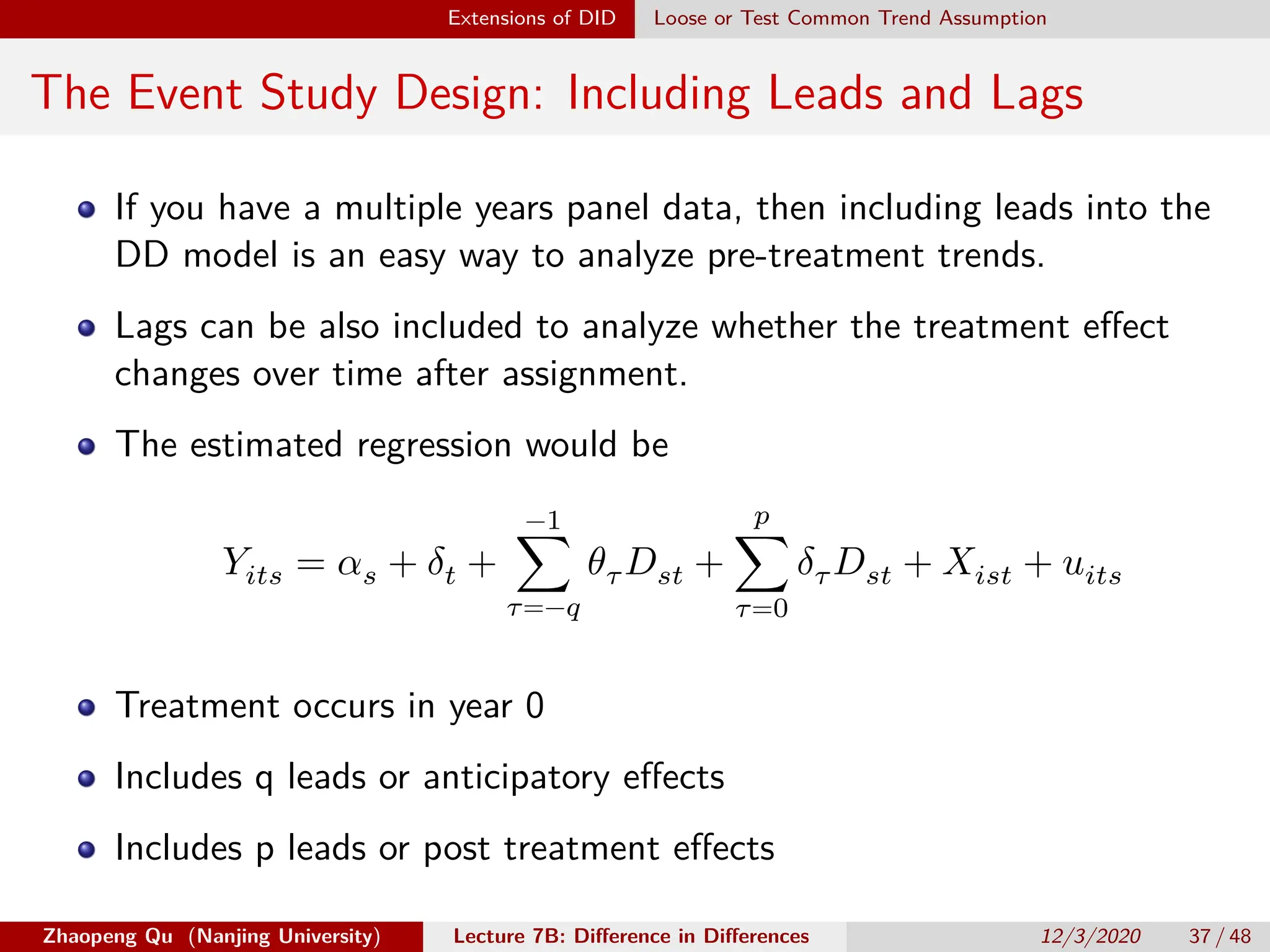 Lecture 7B: Difference in Differences Applied Micro-Econometrics,Fall 2020 | PPT