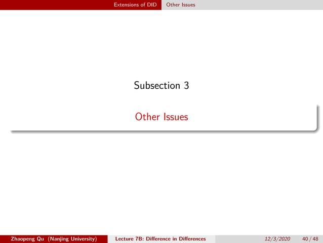 Lecture 7B: Difference in Differences Applied Micro-Econometrics,Fall ...