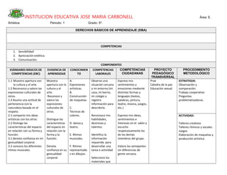 GRADO 5° 2021. Plan de área de artística para los grados desde primero ...