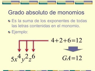 Grado de expresiones algebraicas | PPSX