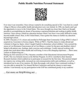 Grad School Personal Statement Examples Em | PDF