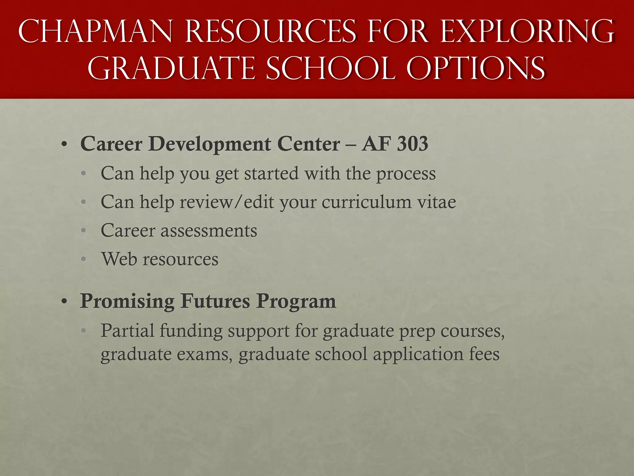 Overview of the Graduate School Application Process | PDF