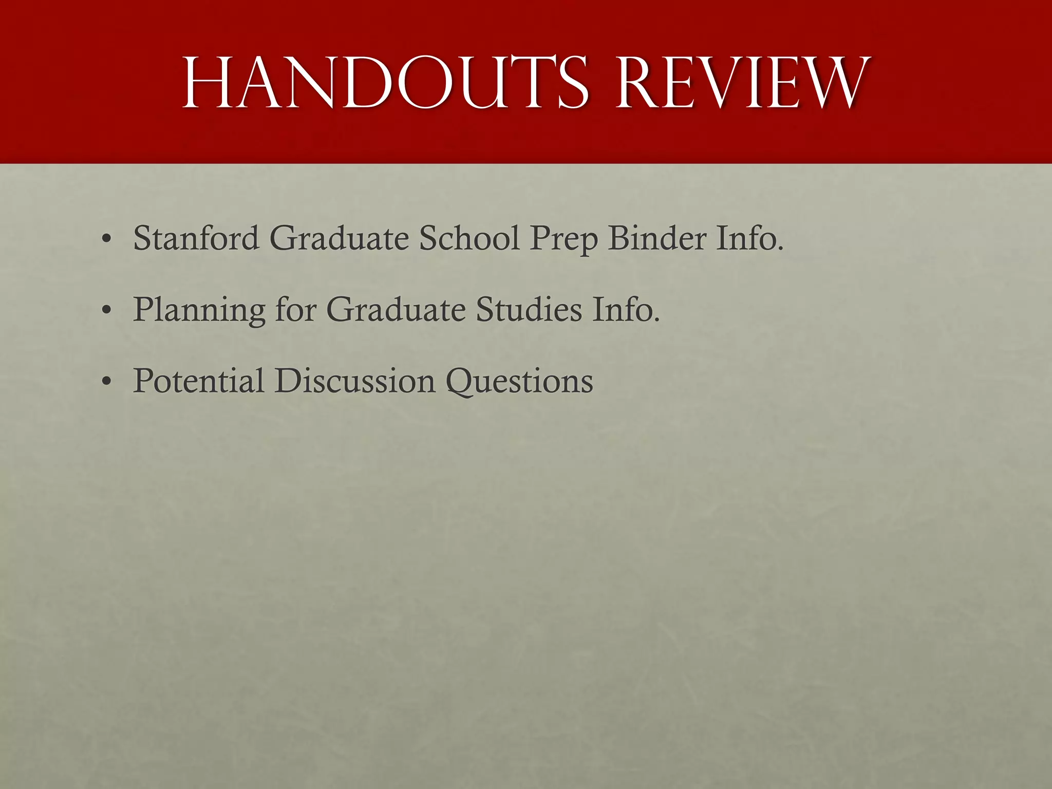 Overview of the Graduate School Application Process | PDF
