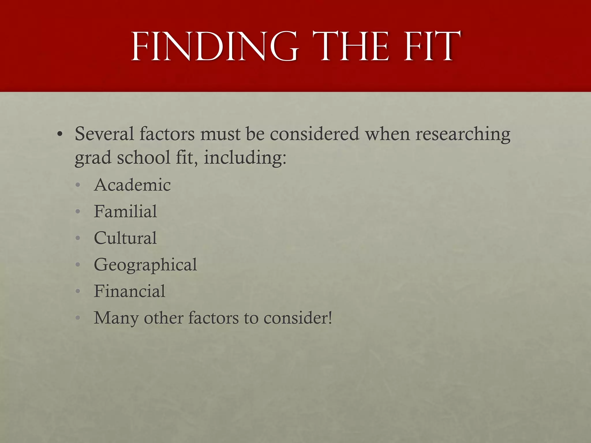 Overview of the Graduate School Application Process | PDF
