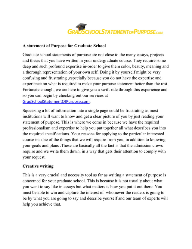 Grad School Statement of Purpose | PDF