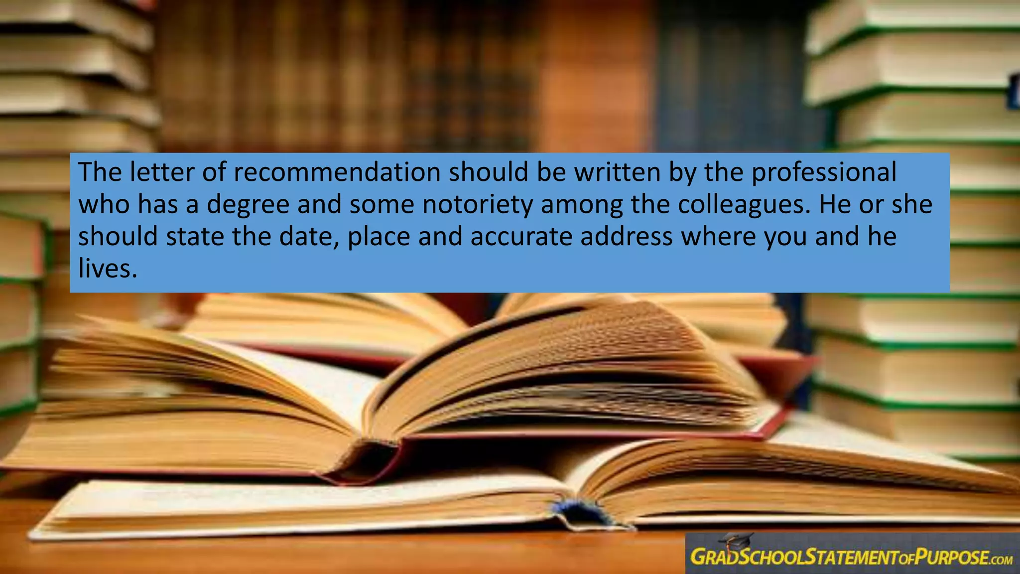 What is format for statement of purpose for graduate school? | PPTX