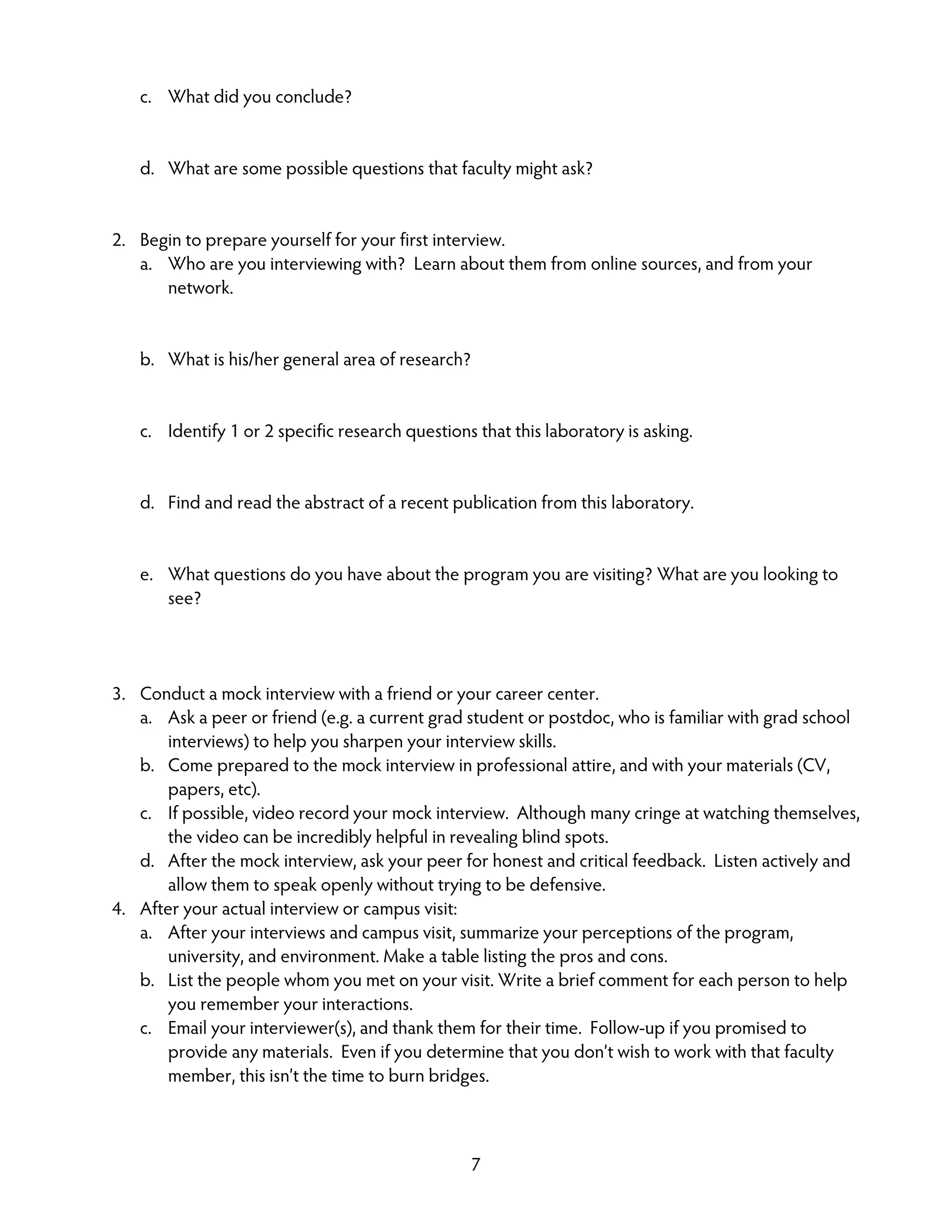 Grad school application workshop - slides and handout | PDF