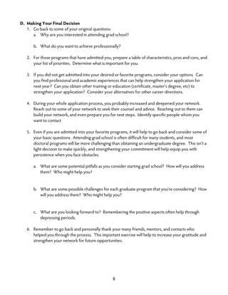 Grad school application workshop - slides and handout | PDF