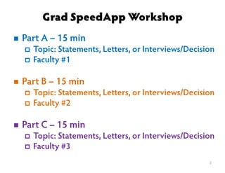 Grad school application workshop - slides and handout | PDF